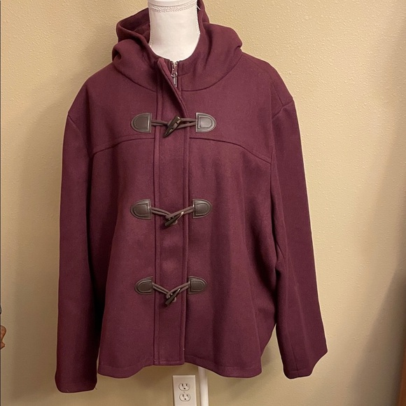 Time and Tru | Jackets & Coats | Time And Tru Burgundy Coat With Hood ...